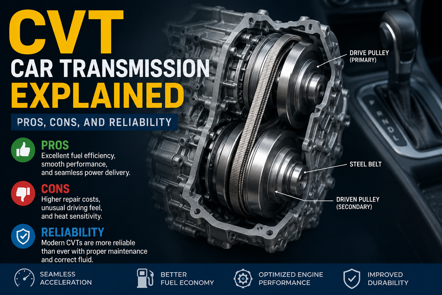 CVT Car Transmission Explained: Pros, Cons, and Reliability - Onlymechanic